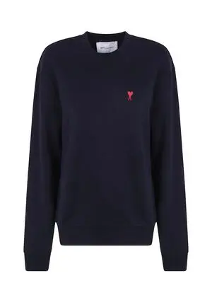 AMI Paris Sweatshirt With Red De Coeur Detail - Black