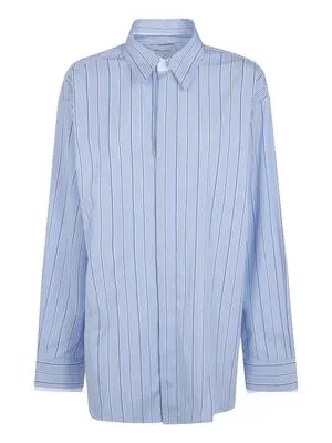 AMI Paris Striped Cotton Shirt - Blue
