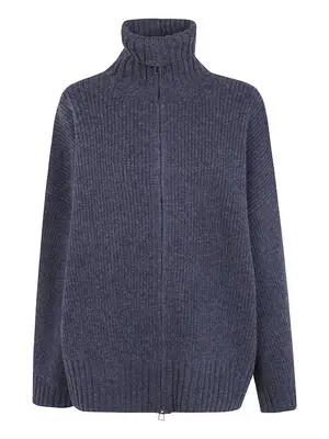 THE FRANKIE SHOP Veda" 100% Wool Zip-up Cardigan - Gray