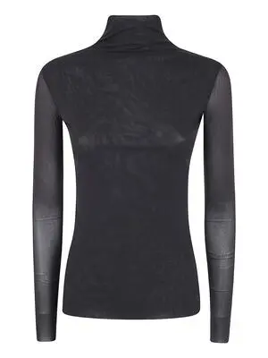 D.exterior Long Sleeve Turtleneck Tulle Pullover - Brown