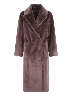 BETTA CORRADI Double Breasted Coat With Notched Lapels And Vented Back - Brown