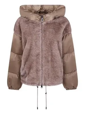 BETTA CORRADI Hooded Fur And Quilted Coat - Brown