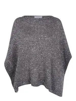 D.exterior Sweater Soft Alpaca Crystals Cape - Brown