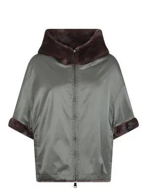 BETTA CORRADI Hooded Zip-up Cape - Green