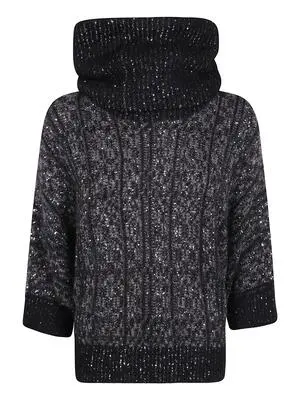 D.exterior Alpaca Blend Sequined Turtleneck Sweater - Brown