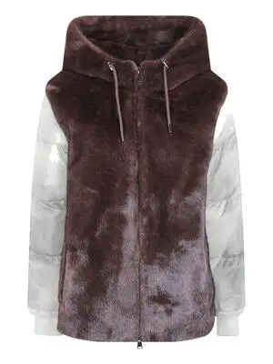 BETTA CORRADI Hooded Fur And Quilted Jacket - Green