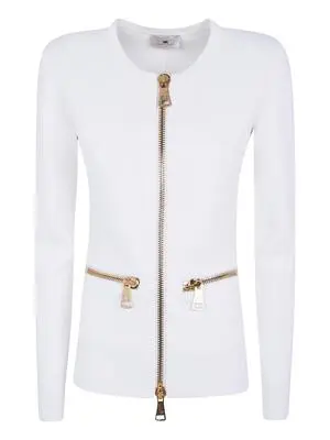 Elisabetta Franchi Elisabetta Franchi White Viscose Zip-Up Sweater White