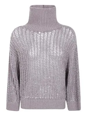 D.exterior Crystals" Sweater - Brown