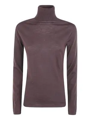 D.exterior Merino Wool Turtle Neck Sweater - Brown