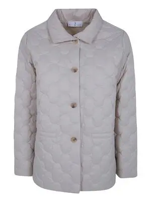 WHYCI Quilted Jacket With Drawstring Waist - Beige