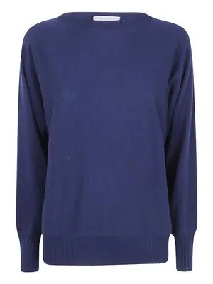 D.exterior Merino Wool Round Neck Sweater - Blue