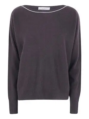 D.exterior Round Neck Merino Sweater - Brown