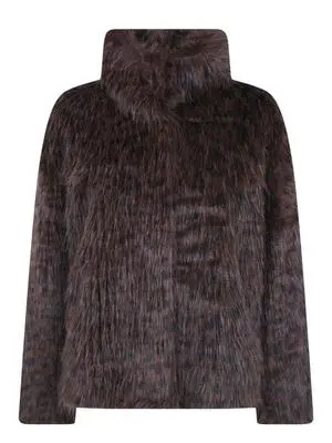 BETTA CORRADI Fur High Neck Jacket - Black