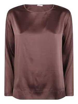 Rossopuro Long Sleeve Silk Blouse - Beige
