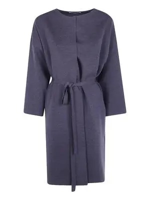 Liviana Conti Wool Belted Long Sleeve Sweater - Gray