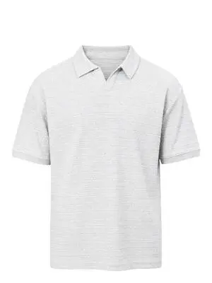 VAYLA Open Collar Fine Knit Polo Shirt - Grey