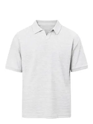 VAYLA Open Collar Fine Knit Polo Shirt - Grey