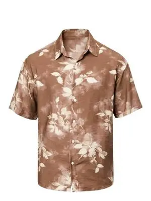 VAYLA Lightweight Short Sleeve Printed Shirt Mocha - Brown