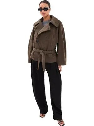 LEMAIRE Short Wrap Coat - Mud