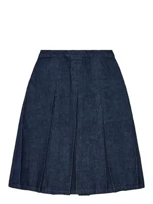 DR. DENIM Pleated Midi Skirt In Haze Rinse - Blue