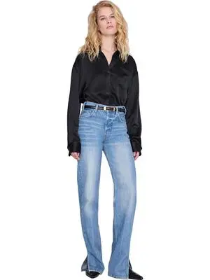 ANINE BING Scott Cropped Shirt - Black