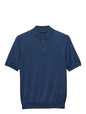 Prada Silk And Cotton Polo Shirt - Blue