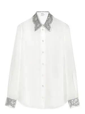 Alexander McQueen Floral Lace Detail Shirt - Ivory