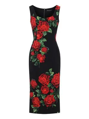 Dolce & Gabbana Midi Dress Rose - Black