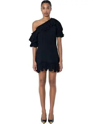 Saint Laurent Asymmetric Mini Dress - Black