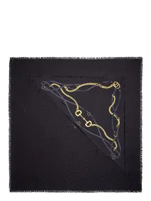 Gucci Gg Wool Silk Jacquard Cape - Black