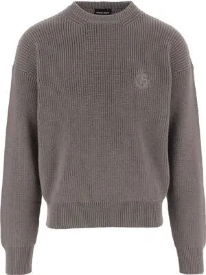 Giorgio Armani Crew Neck Sweater In Virgin Wool With Corn Cob Stitch - Grey
