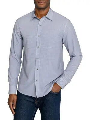 W.R.K Slim Fit Circle Geo Performance Button-up Shirt - White/blue