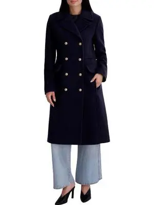 KENNETH COLE Double-breasted Twill Coat - Navy