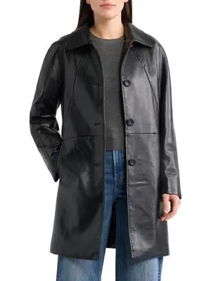 Bernardo Recycled Leather Point Collar Jacket - Black