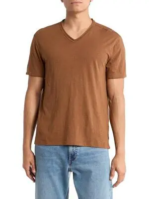 John Varvatos Miles Slub Organic Cotton V-neck T-shirt - Chamois