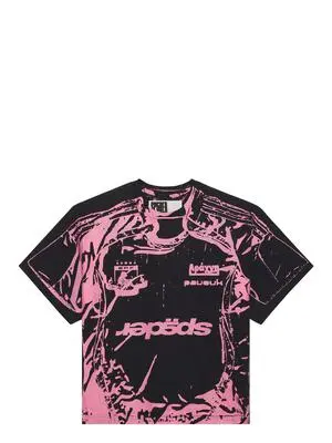 SP5DER Graphic Print Jersey T-shirt - Black