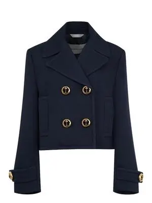 Balenciaga Cropped Peacoat - Blue