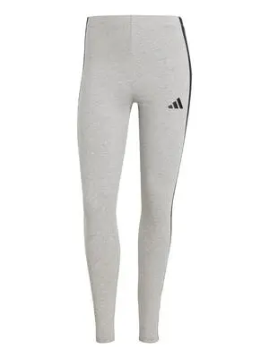 Adidas Essentials 3-stripes Cotton Leggings 'medium Heather / Black - Grey