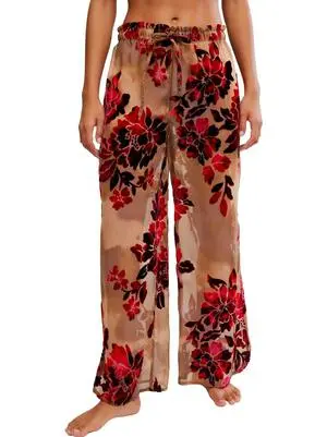 Free People Speak Now Lounge Pants - Red/pink Combo