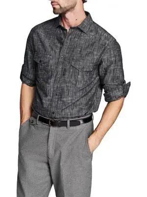 Billy Reid Scout Slub Cotton Button-up Shirt - Asphalt