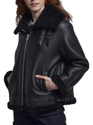 BLUE DUCK Moto Shearling Jacket - Black