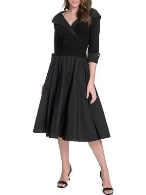 JESSICA HOWARD Rhinestone Cuff Fit & Flare Cocktail Dress - Black