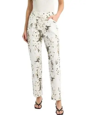 Hue Pony Print Straight Leg Denim Leggings - White