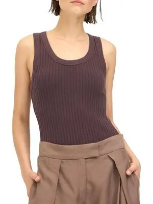 PROJECT SOCIAL T Ribbed Scoop Neck Tank - Dark Mocha