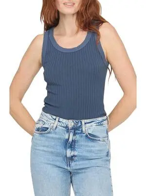 PROJECT SOCIAL T Ribbed Scoop Neck Tank - Deep Indigo