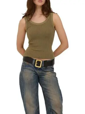 PROJECT SOCIAL T Project Social T Ribbed Scoop Neck Tank Olive