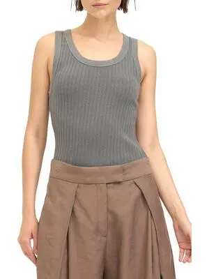 PROJECT SOCIAL T Ribbed Scoop Neck Tank - Slate