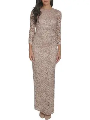 JESSICA HOWARD Lace Column Gown - Champagne