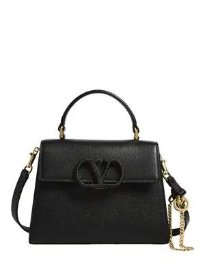 Valentino Garavani V-sling Logo Top Handle Leather Bag Black