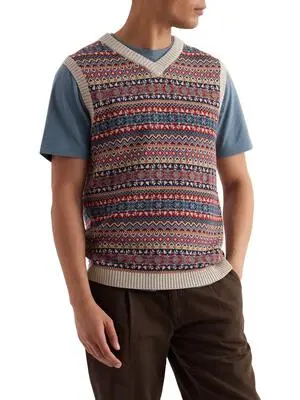 SEASALT CORNWALL Fair Isle V-neck Sweater Vest - Twigs Timber